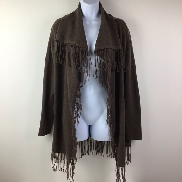 Cynthia Rowley | Sweaters | Cynthia Rowley Brown Cashmere Fringe ...